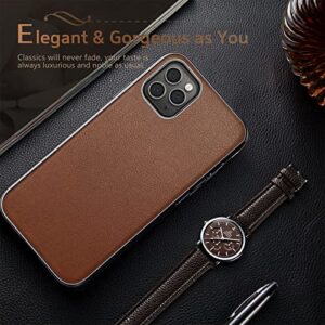 LOHASIC Designed for iPhone 12 Pro Max Case, Luxury Leather Business Premium Classic Cover Non Slip Soft Grip Shockproof Protective Cases Compatible with Apple iPhone 12 Pro Max 5G 6.7 inch - Brown