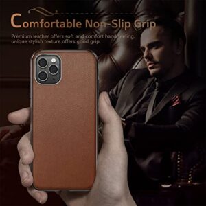 LOHASIC Designed for iPhone 12 Pro Max Case, Luxury Leather Business Premium Classic Cover Non Slip Soft Grip Shockproof Protective Cases Compatible with Apple iPhone 12 Pro Max 5G 6.7 inch - Brown