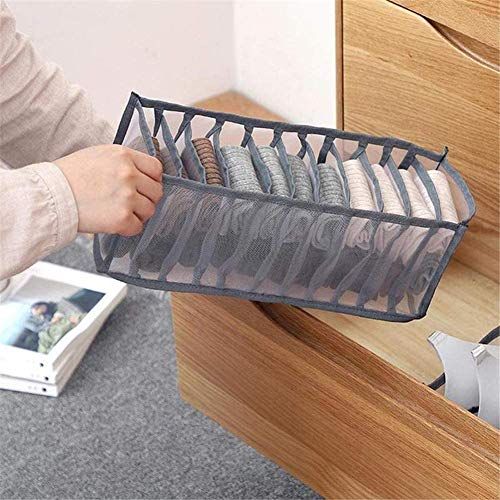 MORESAVE Underwear Drawer Organizer, Set of 3 Foldable Drawer Dividers, Collapsible Storage Boxes, Closet Cabinet Organizers, Perfect for Lingerie, Underwear, Bra, Socks and Scarves (Grey)