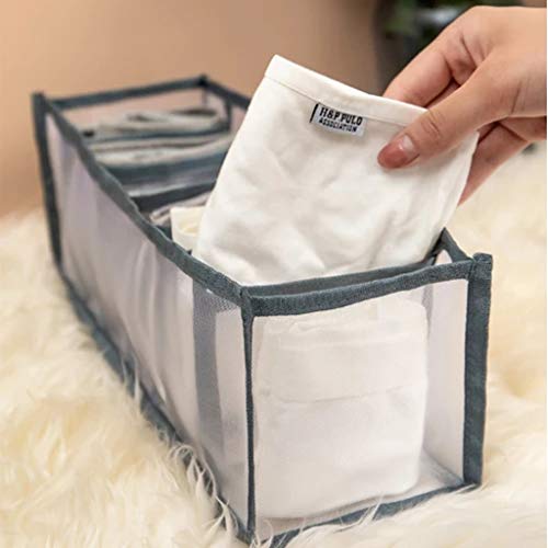 Homthia Underwear Organizer Drawer Nylon Divider Foldable Closet Storage Boxes for Underware,Bra,Socks (1 SET-3 PCS, White)