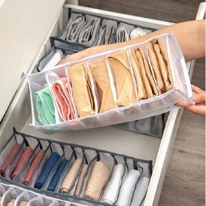 Homthia Underwear Organizer Drawer Nylon Divider Foldable Closet Storage Boxes for Underware,Bra,Socks (1 SET-3 PCS, White)