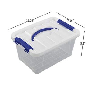 DynkoNA 6-Pack Storage Box Tote, Plastic Organizer Bin with Latching Handle, 6 L