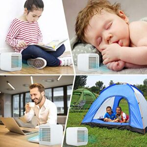 Portable Air Conditioner Fan, Spray humidification, 3 in 1 Air Cooler | Humidifier | Purifier,with 3 Speeds 7 Colors LED Light for Home Office Bedroom