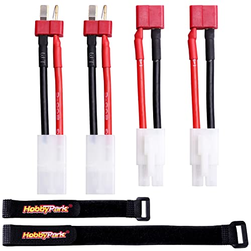 HobbyPark Tamiya Connector to Deans T Plug Adapter Cable for RC Cars Lipo/NiMH Battery Charging ESC Connection (4PCS)