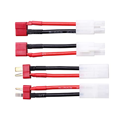 HobbyPark Tamiya Connector to Deans T Plug Adapter Cable for RC Cars Lipo/NiMH Battery Charging ESC Connection (4PCS)