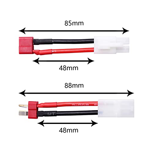 HobbyPark Tamiya Connector to Deans T Plug Adapter Cable for RC Cars Lipo/NiMH Battery Charging ESC Connection (4PCS)