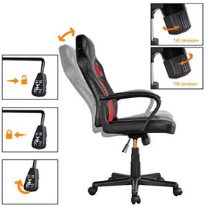 Topeakmart Home Office Desk Chairs High Back Leather Racing Chair Height Adjustable Executive Task Chair Rolling Chair Red