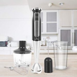 SOLTRONICS 5-in-1 Hand Blender, 5-in-1, 8-Speed 500 Watts Stick Blender with 860ml Food Grinder, 600ml Container, Milk Frother, Egg Whisk for Puree Infant Food, Smoothies, Sauces and Soups, Black