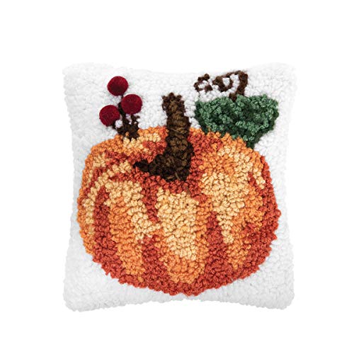 C&F Home 8" x 8" Pumpkin Hooked Petite Decor Decoration Halloween Throw Pillow for Sofa Couch or Bed 8 x 8 Orange