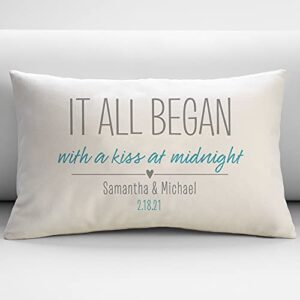 Let's Make Memories Personalized Throw Pillow - Where It All Began Quote - Customize for Couples - Custom Pillow - Natural - 12X18