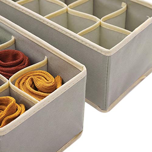 DIOMMELL Set of 21 Foldable Cloth Storage Box Closet Dresser Drawer Organizer Fabric Baskets Bins Containers Divider for Baby Clothes Underwear Bras Socks Lingerie Clothing,Grey 11-4249