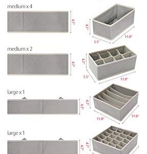 DIOMMELL Set of 21 Foldable Cloth Storage Box Closet Dresser Drawer Organizer Fabric Baskets Bins Containers Divider for Baby Clothes Underwear Bras Socks Lingerie Clothing,Grey 11-4249