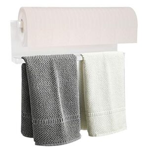 magnetic paper towel holder for refrigerator,kitchen towel rack magnetic paper towel bar multi function made of iron,used for kitchen,bathroom,toilet, drill free (white, medium)