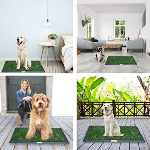 LOOBANI Dog Grass Pad with Tray Large, Indoor Dog Potties for Apartment and Patio Training, with 2 Packs Dog Grass Pee Pads for Replacement(16" x 20")