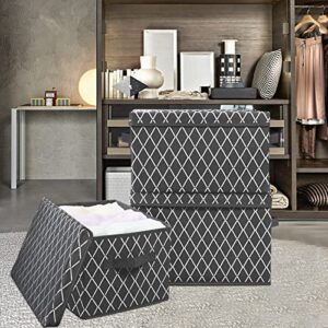 VERONLY Storage Bin with Lid Toy Boxes Organizer - Collapsible Fabric Storage Cubes Baskets with Durable Handles for Closet,Playroom,Shelves,Office,Nursery,Pantry(15.9x12x10.2 inches) - Set of 3 Grey