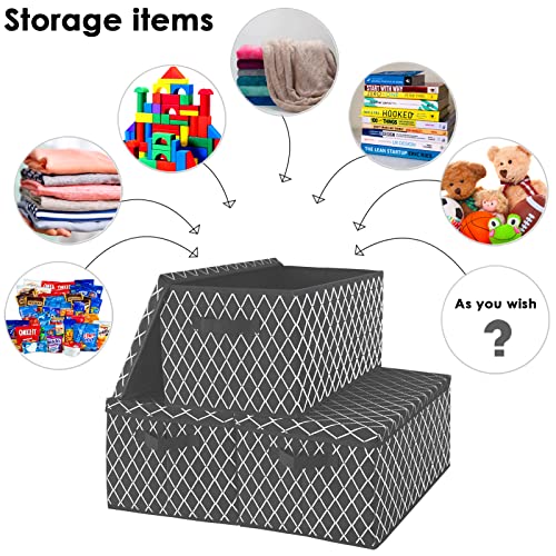 VERONLY Storage Bin with Lid Toy Boxes Organizer - Collapsible Fabric Storage Cubes Baskets with Durable Handles for Closet,Playroom,Shelves,Office,Nursery,Pantry(15.9x12x10.2 inches) - Set of 3 Grey