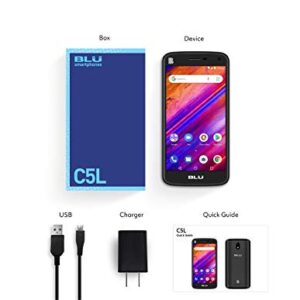 BLU C5L Android Cell Phone 5'' 16GB Memory Factory Unlocked 5.0'' Display -Black