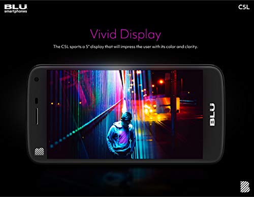 BLU C5L Android Cell Phone 5'' 16GB Memory Factory Unlocked 5.0'' Display -Black