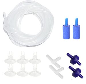 aquaneat aquarium airline tubing, standard 3/16" tubing, air pump accessories,with air stones, air pump valves, suction cups and connectors (clear, 14feet)