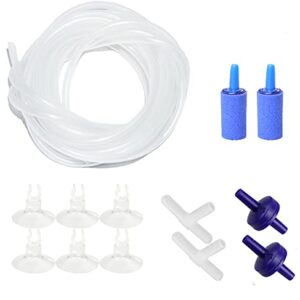 AQUANEAT Aquarium Airline Tubing, Standard 3/16" Tubing, Air Pump Accessories,with Air Stones, Air Pump Valves, Suction Cups and Connectors (Clear, 14Feet)