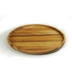 WOODLA Natural Wood Large Round Plate for Serving Cheese and Deli Meats Table Decoration Tray Decorative Item for Kitchen