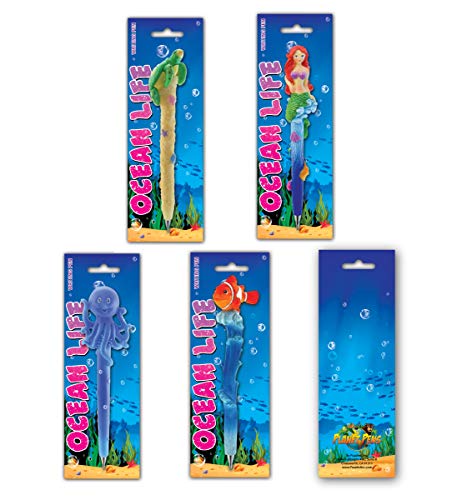 Planet Pens Bundle of Sea Turtle, Mermaid, Octopus, & Clown Fish Novelty Pens - Ballpoint Pens Colorful Sea Life Writing Pens Instrument For School and Office - 4 Pack