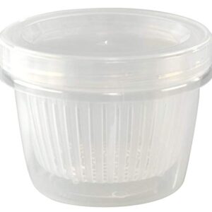 HOME-X Clear Plastic Storage Container with Removable Strainer and Lid, Small Food Storage Container, 1-Cup Capacity, 4 ½” L x 3 ½” W x 3 ¼” H, Opaque