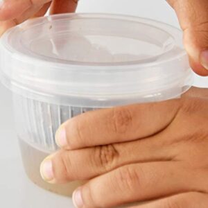 HOME-X Clear Plastic Storage Container with Removable Strainer and Lid, Small Food Storage Container, 1-Cup Capacity, 4 ½” L x 3 ½” W x 3 ¼” H, Opaque