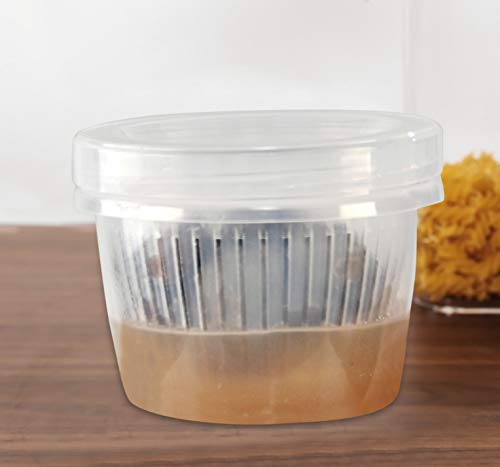 HOME-X Clear Plastic Storage Container with Removable Strainer and Lid, Small Food Storage Container, 1-Cup Capacity, 4 ½” L x 3 ½” W x 3 ¼” H, Opaque