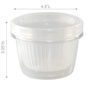 HOME-X Clear Plastic Storage Container with Removable Strainer and Lid, Small Food Storage Container, 1-Cup Capacity, 4 ½” L x 3 ½” W x 3 ¼” H, Opaque