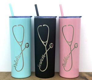 maars® laser engraved personalized nurse 20 or 22 oz tumbler with lid and straw- nurse gift, doctor gift, nurse assistant, nursing student, medical assistant tumbler, nurse graduate gift