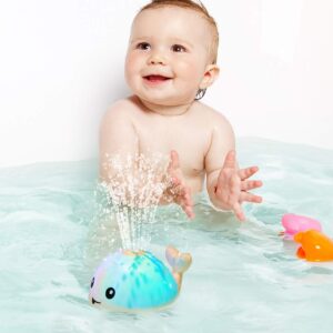 bath toys water spraying whale squirt toy led light up bath toys bathtub shower pool bathroom toy for baby toddlers 1-3 infant kids water toys