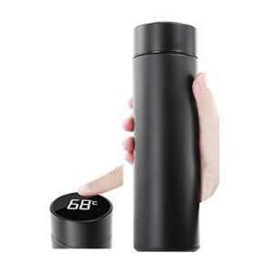 500ml water bottle，travel mugs, stainless steel insulated water bottle,touch interactive,temperature (black)