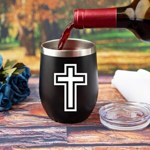 Religious Gifts for Women - 12 Ounce Stainless Steel Tumbler/Mug with Lid for Coffee or Cold Drinks | Men Spiritual Cross Fathers Day or Dad | by JENVIO