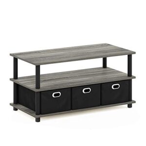 furinno turn-n-tube coffee table, french oak grey/black/black