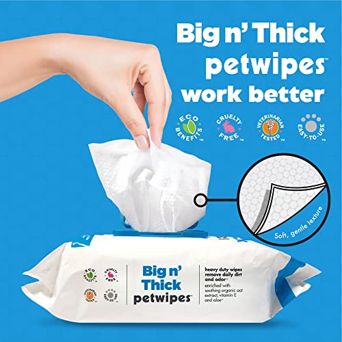 Petkin Pet Wipes for Dogs and Cats, 200 Wipes - Large Pet Wipes for Dogs and Cats - Cleans Ears, Face, Butt, Body and Eye Area - Convenient, Ideal for Home or Travel - 2 Packs of 100 Wipes