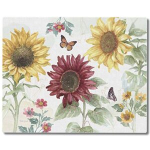 counterart sunflower splendor 3mm heat tolerant tempered glass cutting board 15” x 12” manufactured in the usa dishwasher safe