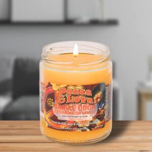 Smoke Odor Exterminator Jar Candle,Peace & Love. Including 13 oz Wax.