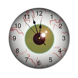 yyone home decor silent non ticking scary eyeball eye ball halloween bedroom or kitchen decorative environmental pvc wall clock 10 inch