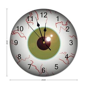 yyone Home Decor Silent Non Ticking Scary Eyeball Eye Ball Halloween Bedroom Or Kitchen Decorative Environmental PVC Wall Clock 10 Inch