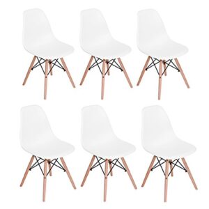 cozycasa dining chairs modern style dining chairs mid century dsw chair shell lounge plastic chair for kitchen dining living room side chairs set of 6, white