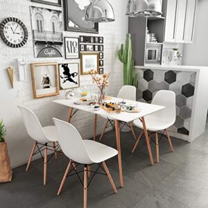 COZYCASA Dining Chairs Modern Style Dining Chairs Mid Century DSW Chair Shell Lounge Plastic Chair for Kitchen Dining Living Room Side Chairs Set of 6, White