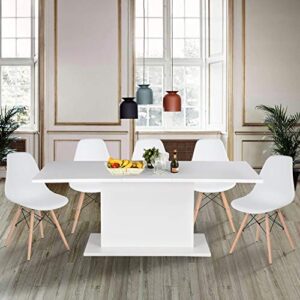 COZYCASA Dining Chairs Modern Style Dining Chairs Mid Century DSW Chair Shell Lounge Plastic Chair for Kitchen Dining Living Room Side Chairs Set of 6, White