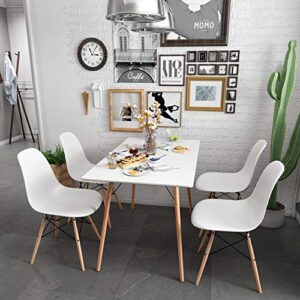 COZYCASA Dining Chairs Modern Style Dining Chairs Mid Century DSW Chair Shell Lounge Plastic Chair for Kitchen Dining Living Room Side Chairs Set of 6, White