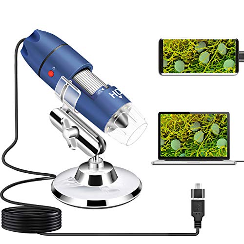 Cainda HD 2560x1440P 2K USB Microscope Camera for Android Windows 7 8 10 11 Linux Mac, 40X to 1000X Digital Microscope with Stand & Carrying Case, Portable Coin Microscope for Adults Kids Students