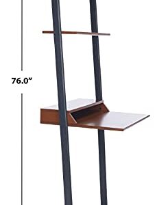 Safavieh Home Collection Pamella Honey Brown and Charcoal 2-Shelf Leaning Desk DSK9400A, 0