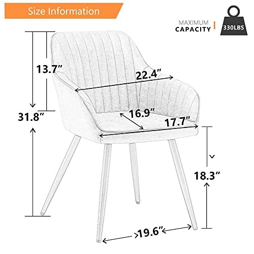 Awonde Brown Faux Leather Accent Chairs Set of 2 Modern Arm Chairs for Living Room Dining Room Office Guest Chair with Metal Legs