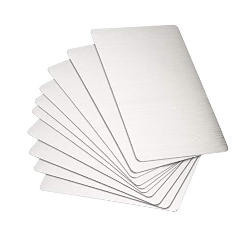 uxcell Blank Metal Card 88x53x0.4mm Brushed 201 Stainless Steel Plate for DIY Laser Printing Engraving Silver Tone 15 Pcs