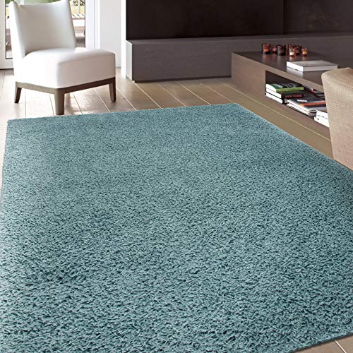 Rugshop Solid Cozy Plush Shag Area Rug 5' x 7' Blue