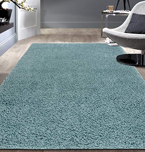 Rugshop Solid Cozy Plush Shag Area Rug 5' x 7' Blue